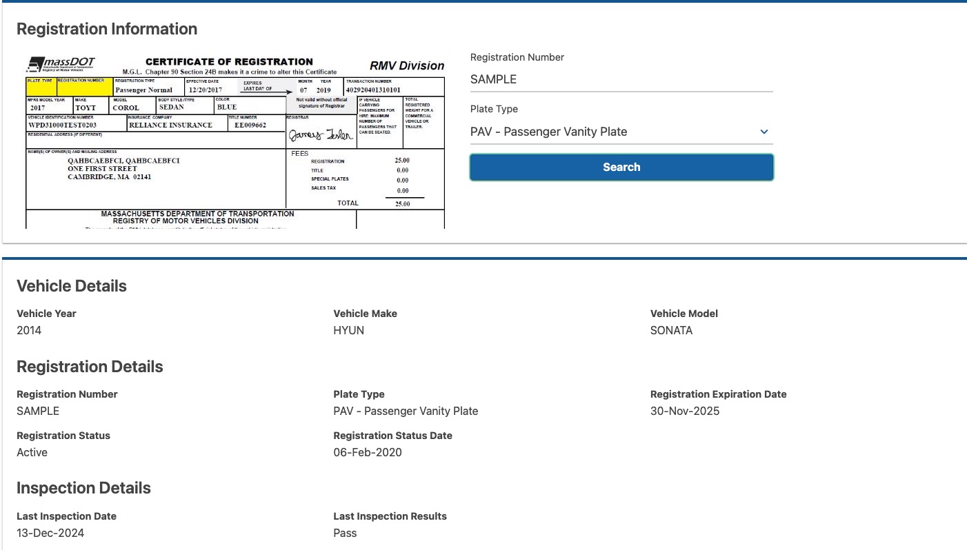 Registration/Titles/Year of Manufacture links – Massachusetts ...